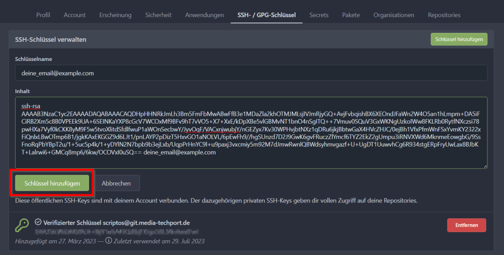 HowTo: SSH-Schlüssel für Gitea – Einfache Einrichtung