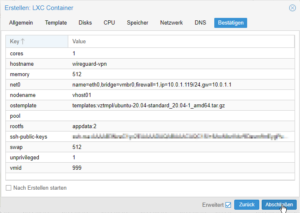 Wireguard im LXC-Container unter Proxmox einrichten